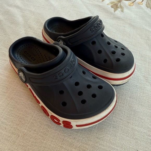 CROCS | Shoes | Crocs Navy And Red Sandals With Perforated Design ...